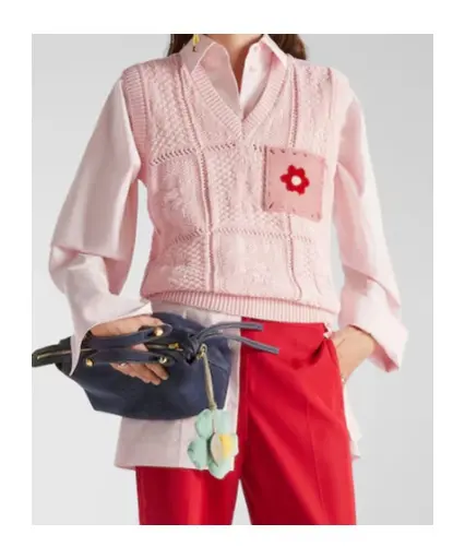 Fendi Crocheted Cotton V-neck Gilet With Flower Appliqu