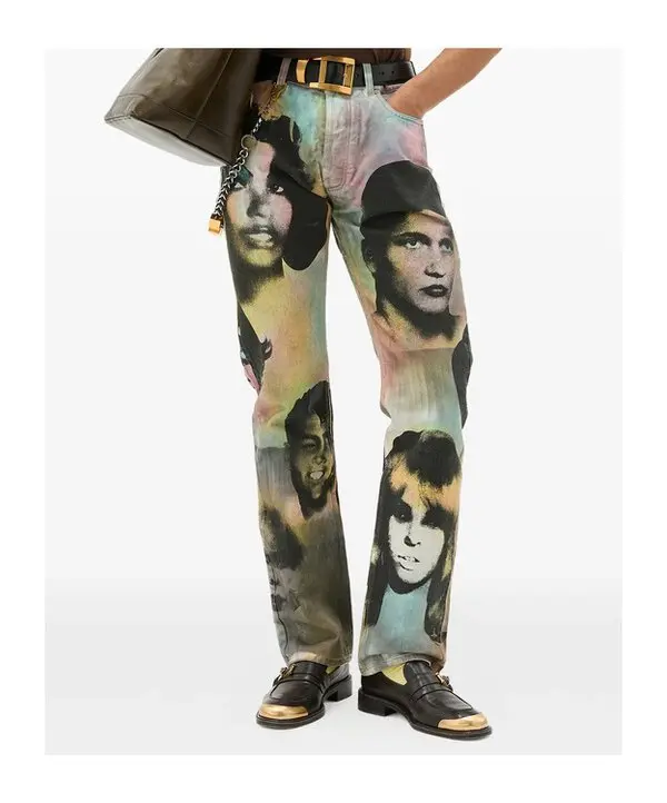 Versace Printed Straight Leg Jeans - Black