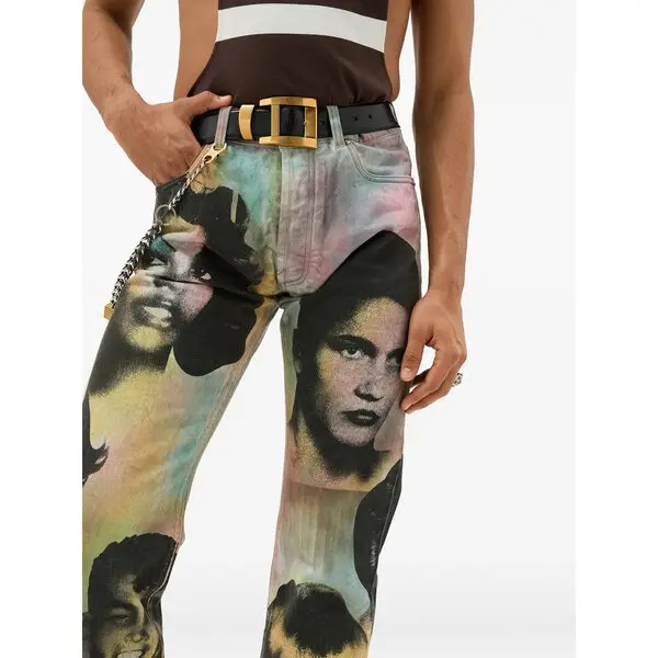 Versace Printed Straight Leg Jeans - Black