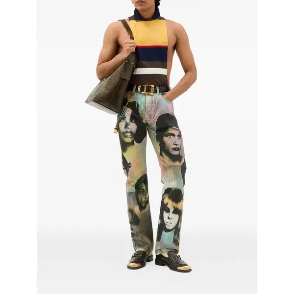 Versace Printed Straight Leg Jeans - Black