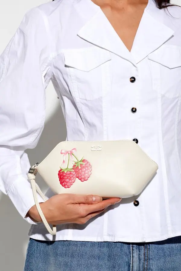 GANNI Bou Printed Pouch Bag - Cream