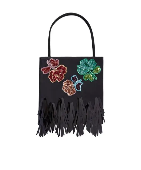 Marni Sequin Embellished Satin Tote Bag With Fringe Detail