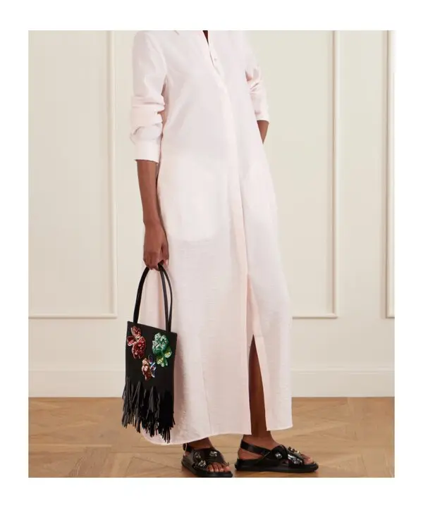 Marni Sequin Embellished Satin Tote Bag With Fringe Detail
