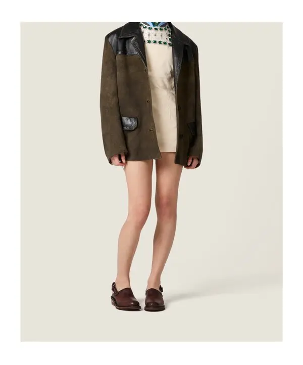 Miu Miu Panelled Long Sleeve Jacket