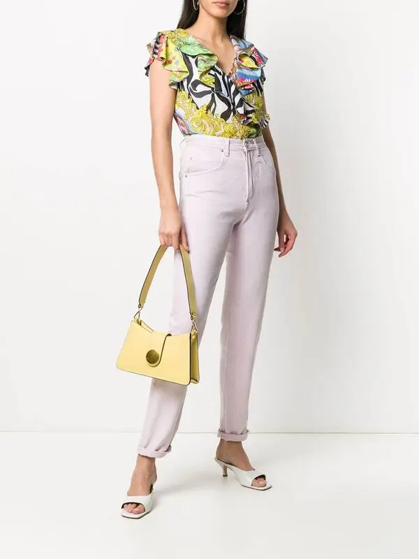 Moschino Mixed Print V-neck Short Sleeve Blouse