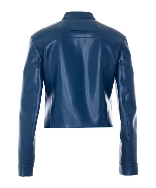 Patrizia Pepe Leather Biker Jacket - Blue