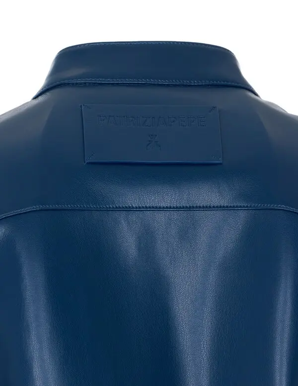 Patrizia Pepe Leather Biker Jacket - Blue