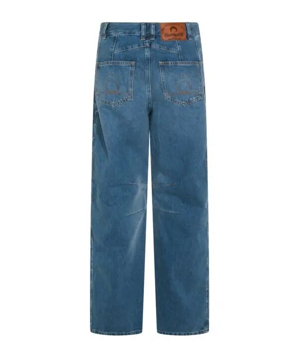 MARINE SERRE Moon Print Wide-leg Jeans - Light Blue