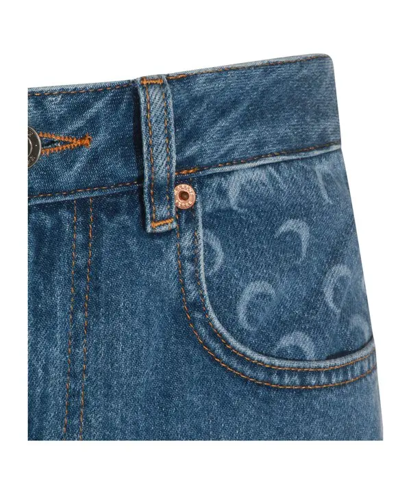 MARINE SERRE Moon Print Wide-leg Jeans - Light Blue