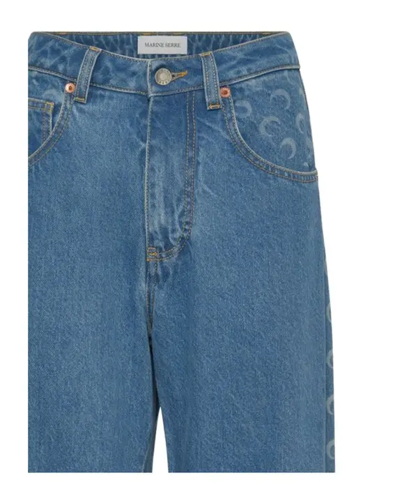 MARINE SERRE Moon Print Wide-leg Jeans - Light Blue