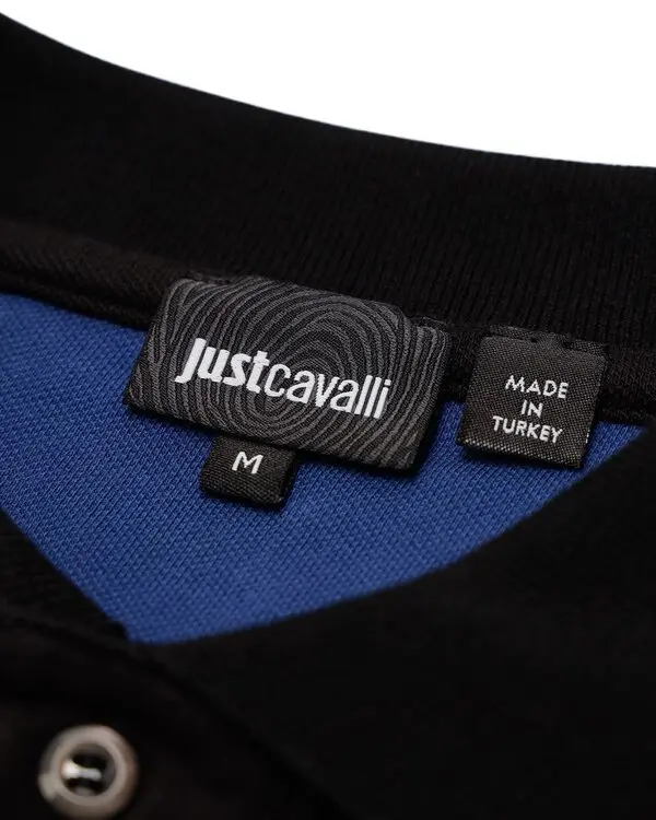 Just Cavalli Pattern Polo Shirt - Black