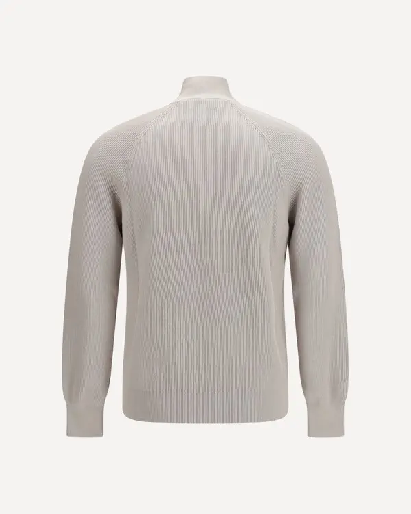 Brunello Cucinelli Ribbed-knit Half-zip Sweater - Gray