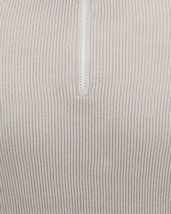 Brunello Cucinelli Ribbed-knit Half-zip Sweater - Gray