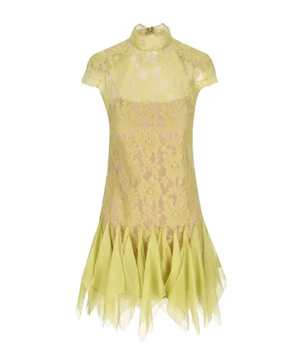 Valentino Garavani Lace Frayed-hem Short Dress