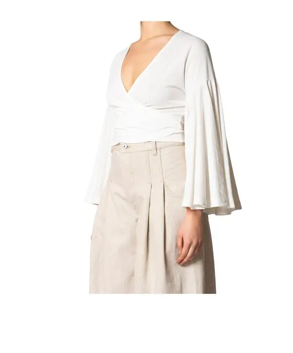 Jacquemus Long-sleeved Tie Blouse - White