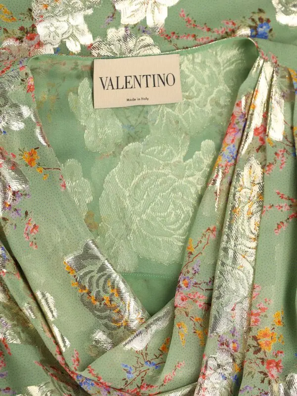 Valentino Garavani Draped Floral Jacquard Top