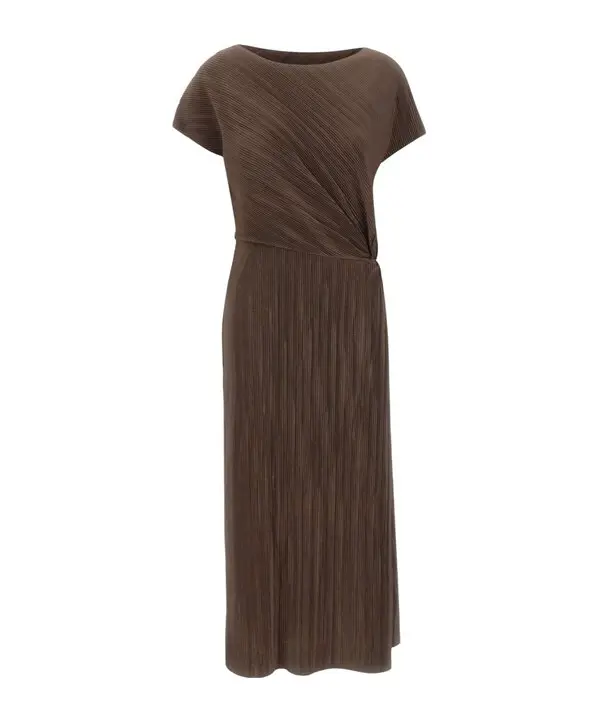 Vince Pleated Knot-waist Midi Dress