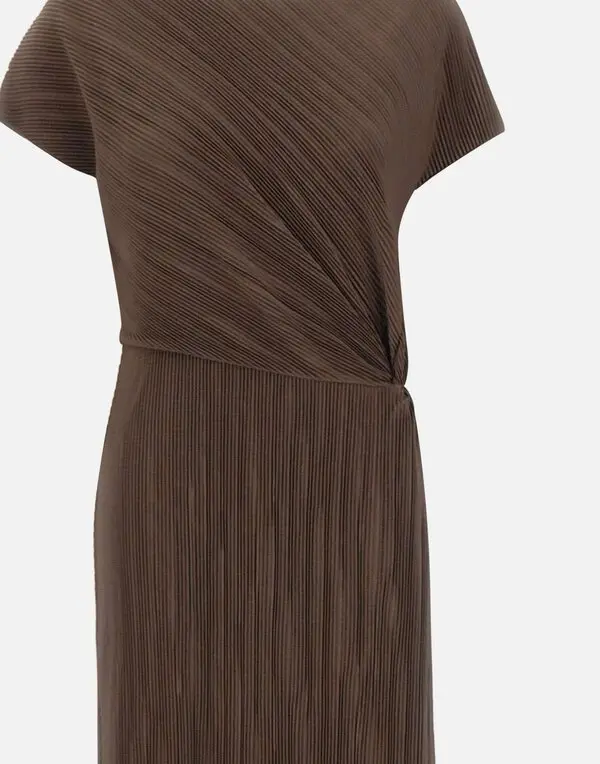 Vince Pleated Knot-waist Midi Dress