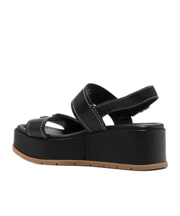 Hogan Buckled Wedge Platform Sandals - Black