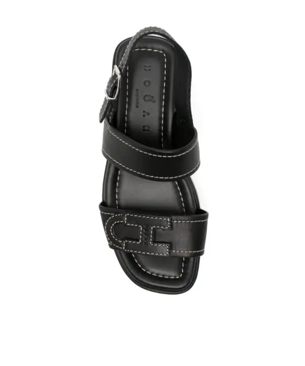 Hogan Buckled Wedge Platform Sandals - Black