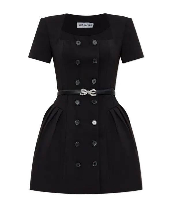 SELF-PORTRAIT Double-breasted Short-sleeve Mini Dress