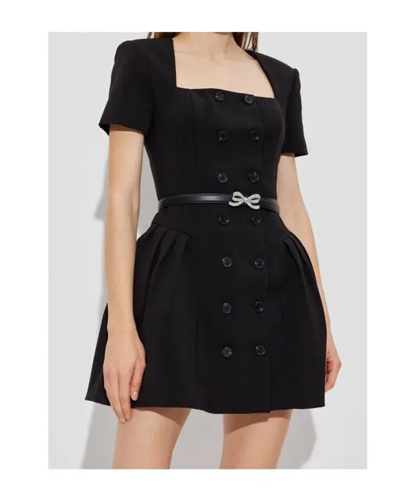SELF-PORTRAIT Double-breasted Short-sleeve Mini Dress