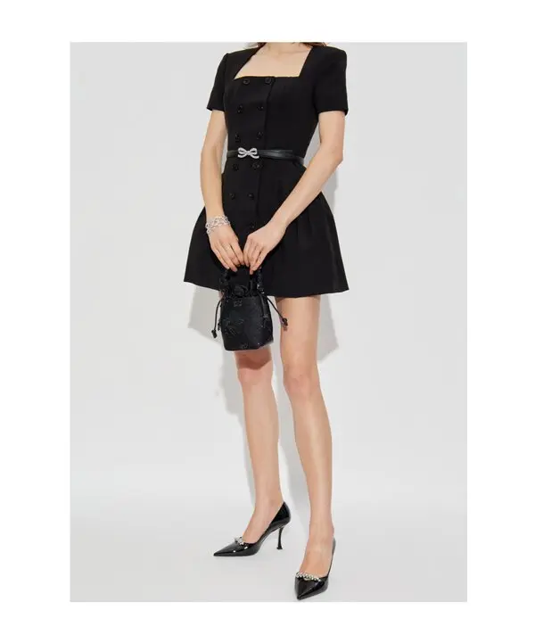 SELF-PORTRAIT Double-breasted Short-sleeve Mini Dress