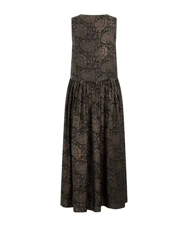 UMA WANG Sleeveless Printed Maxi Dress With Pleated Hem