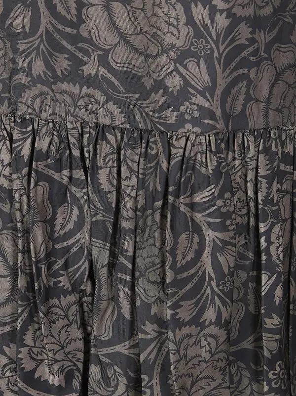 UMA WANG Sleeveless Printed Maxi Dress With Pleated Hem - Black