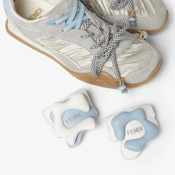 Fendi Wave Pulse Sneakers With Floral Detail - Grey