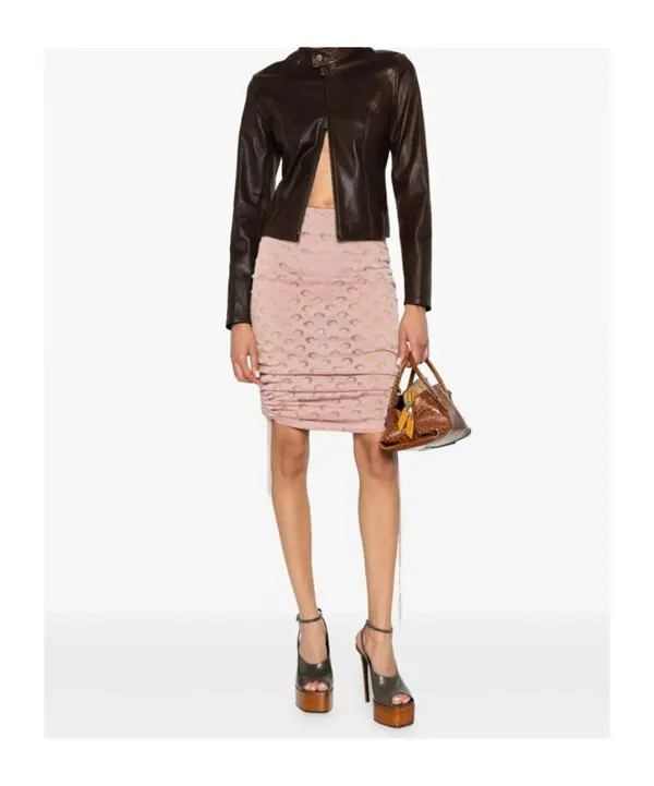 MARINE SERRE Moon-print Knitted Skirt - Pink