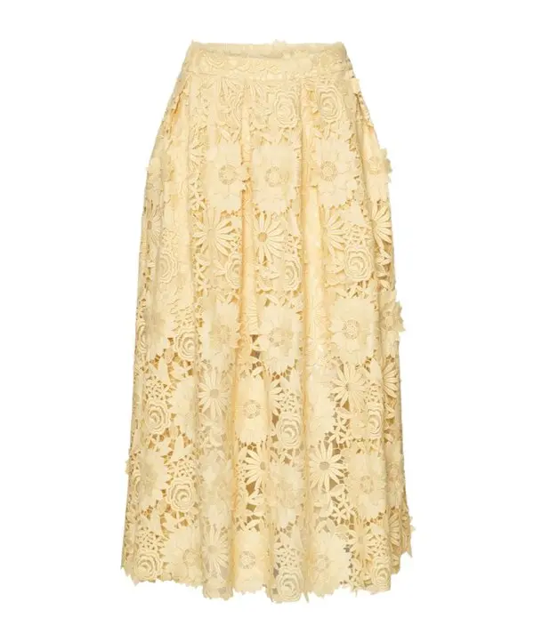 ROTATE BY BIRGER CHRISTENSEN 3d Lace Midi Skirt - Yellow