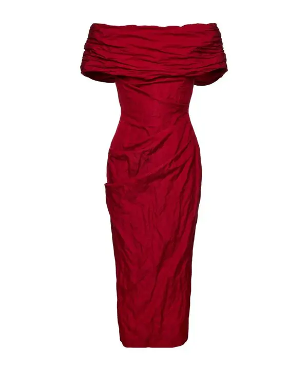 Magda Butrym Draped Off-shoulder Dress - Red