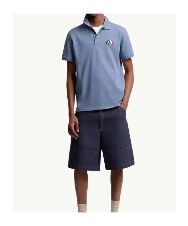 Moncler Logo Patch Short-sleeved Polo Shirt - Blue