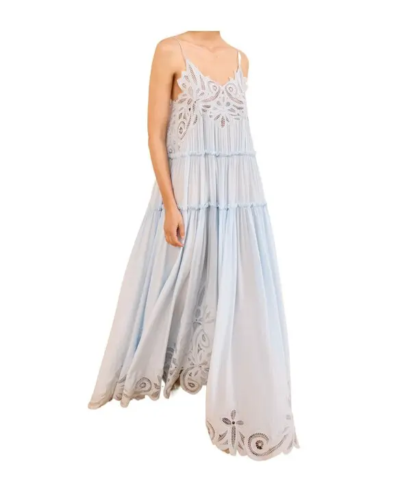 Ulla Johnson Filippa Lace Applique Gown - Blue