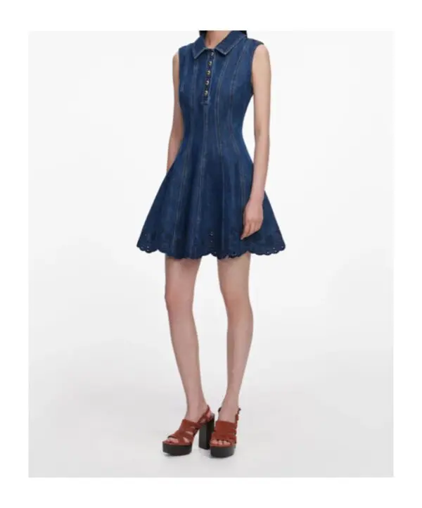 SELF-PORTRAIT Broderie Denim Mini Dress