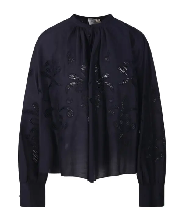 FORTE_FORTE Embroidered Balloon Sleeve Top - Notte