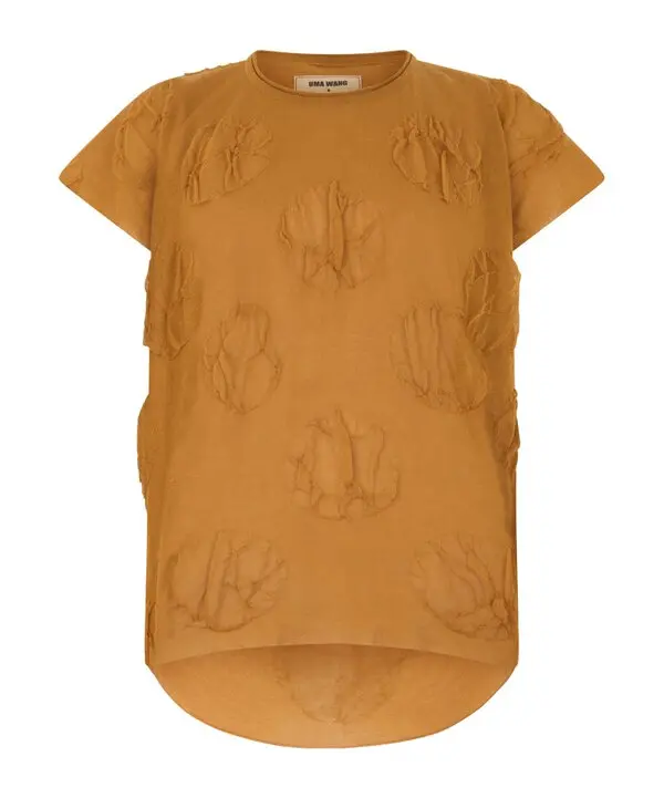 UMA WANG Short Sleeve T-shirt With Asymmetrical Hem - Orange