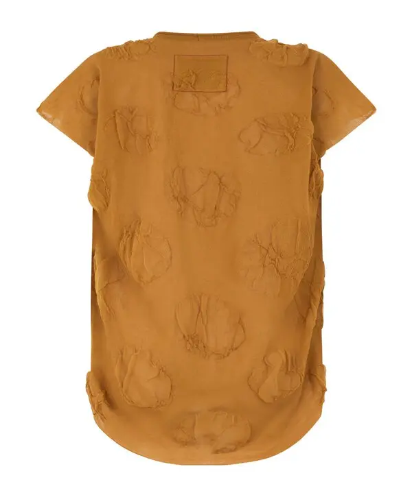 UMA WANG Short Sleeve T-shirt With Asymmetrical Hem - Orange