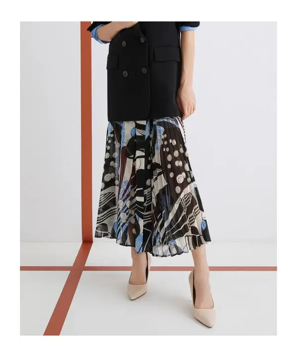 Marella Long Printed Pleated Skirt