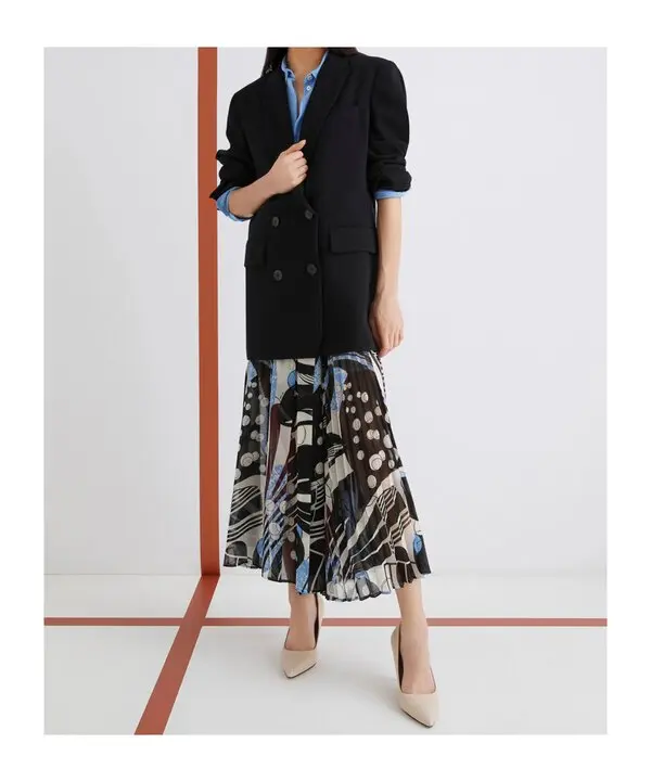 Marella Long Printed Pleated Skirt
