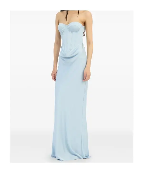ROTATE BY BIRGER CHRISTENSEN Satin Corset Maxi Dress - Blue