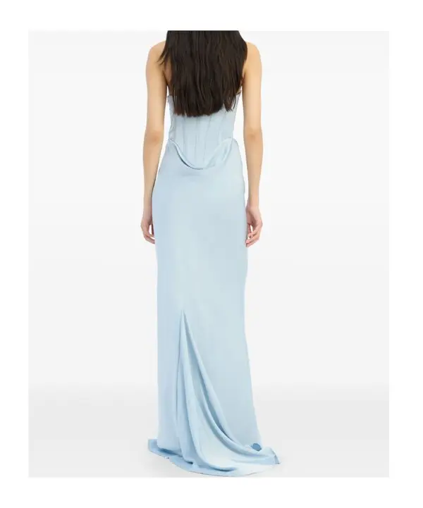 ROTATE BY BIRGER CHRISTENSEN Satin Corset Maxi Dress - Blue
