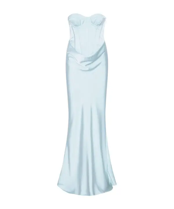 ROTATE BY BIRGER CHRISTENSEN Satin Corset Maxi Dress - No