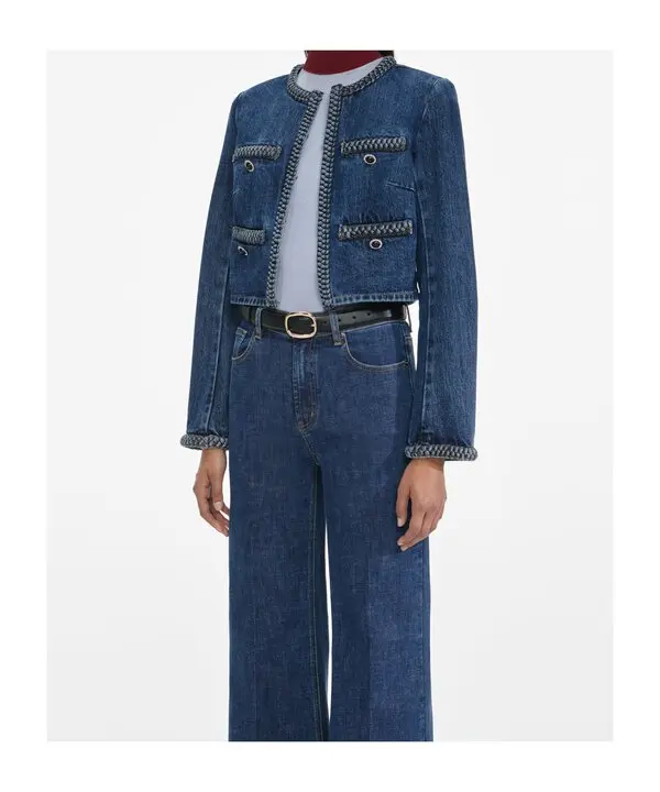 SELF-PORTRAIT Braided-trim Denim Jacket
