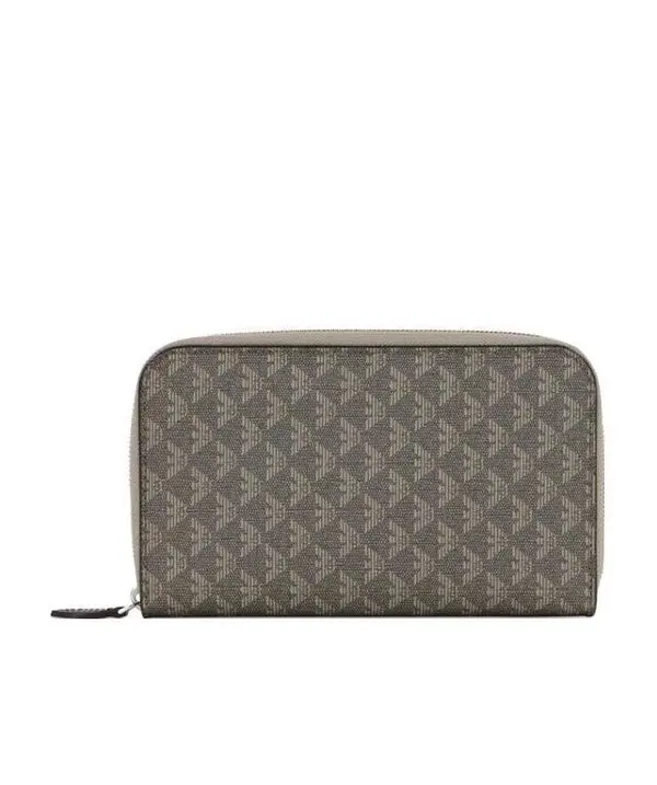 Emporio Armani Monogrammed Zip-around Wallet - Black