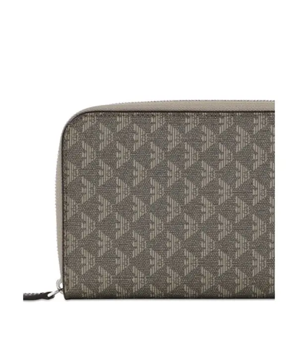 Emporio Armani Monogrammed Zip-around Wallet - Black