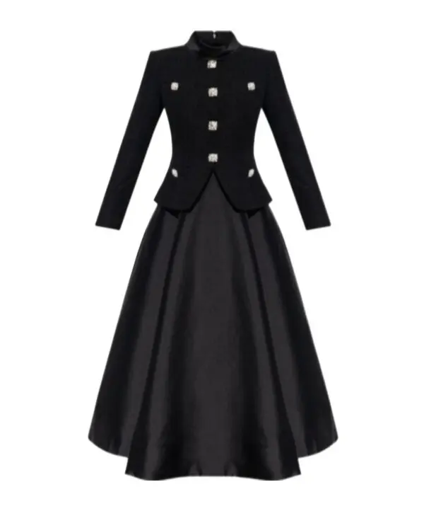 SELF-PORTRAIT Embellished Midi Dress With Diamanté Button Detail