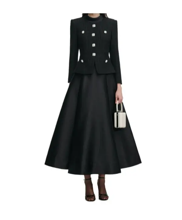 SELF-PORTRAIT Embellished Midi Dress With Diamanté Button Detail