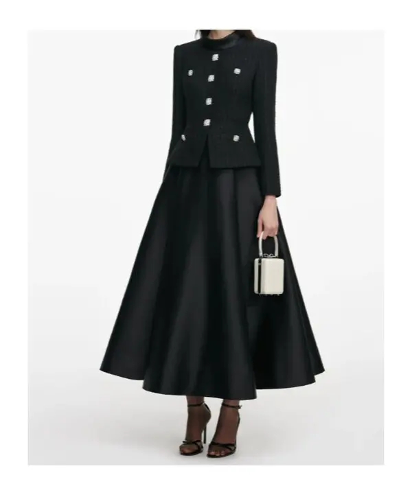 SELF-PORTRAIT Embellished Midi Dress With Diamanté Button Detail